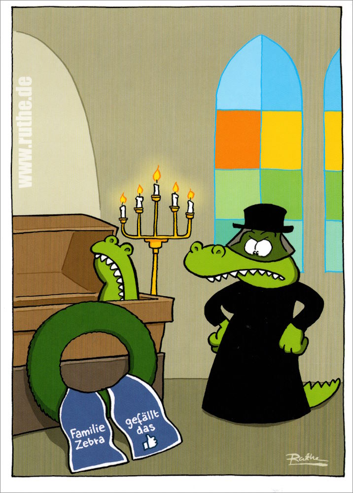 Postkarte Ralph Ruthe "Familie Zebra gefällt das."