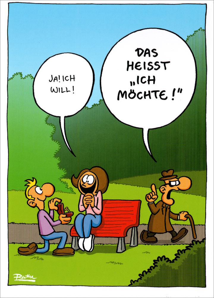 Postkarte Ralph Ruthe "Das heisst "Ich möchte"!"
