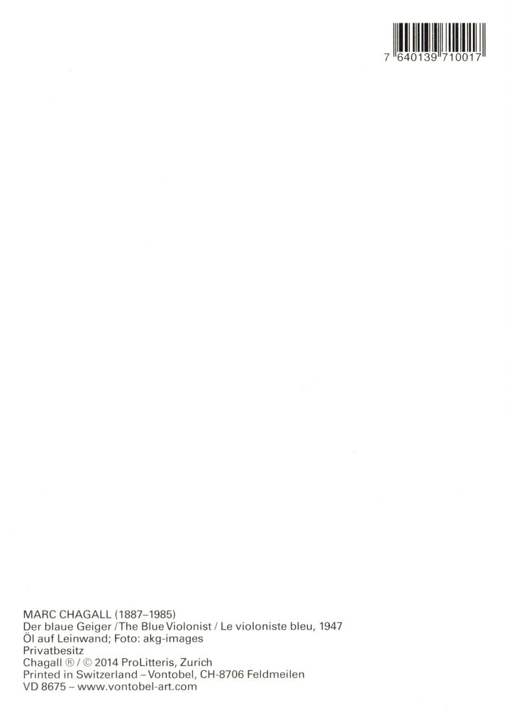 Kunstkarte Marc Chagall "Der blaue Geiger"
